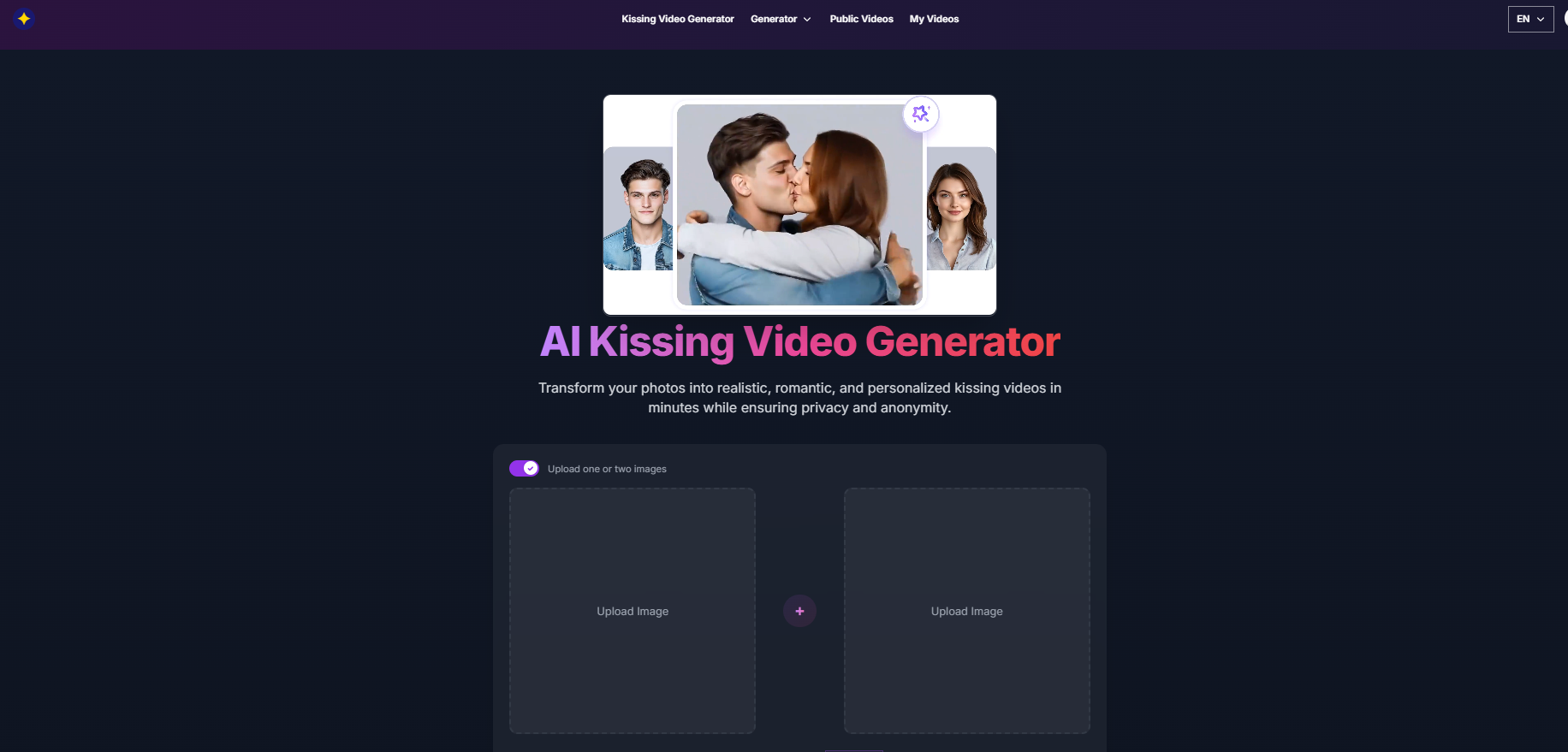 AI Kissing Video Generator | Romantic & Private & Anonymous
